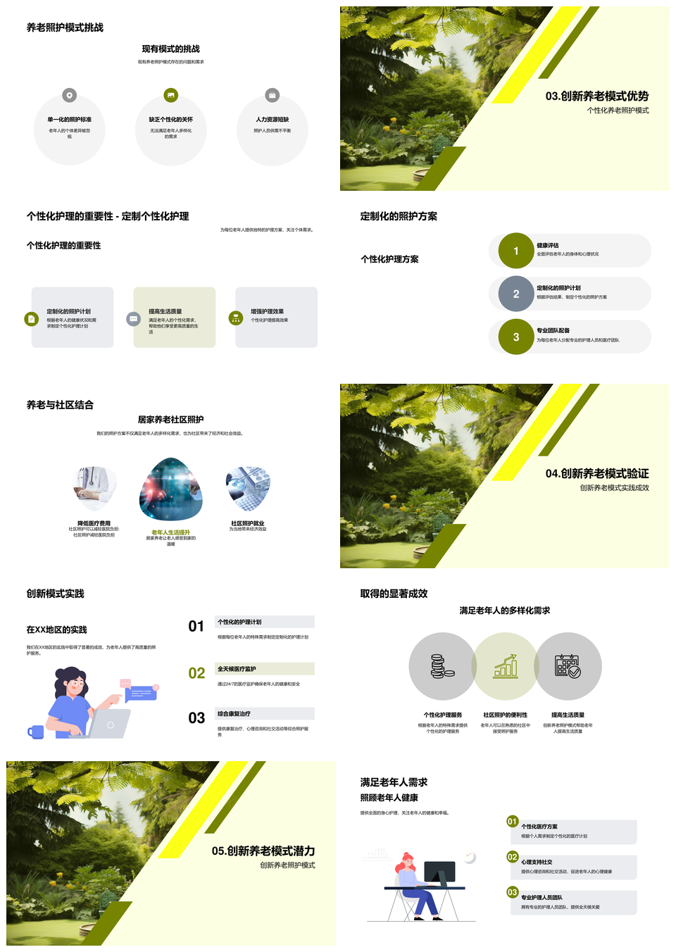 创始人创新医养花园养老照护PPT模板-创始人创新医养花园养老照护模式疗养院PPT模板_风云办公