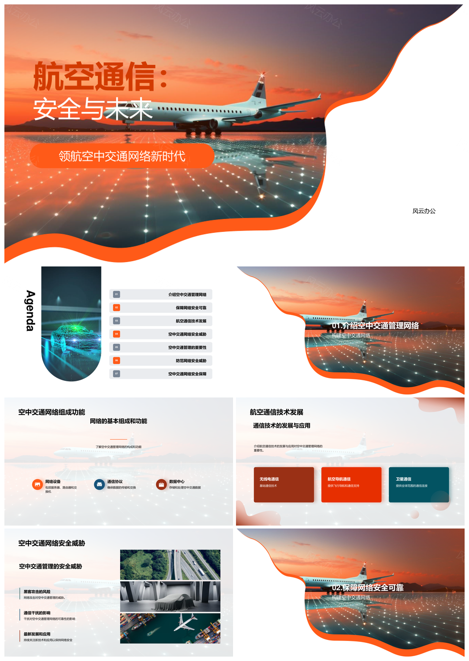 空中交通网络的趋势PPT下载-航空通信网络安全与空中交通管理可靠性构建防线PPT模板_风云办公